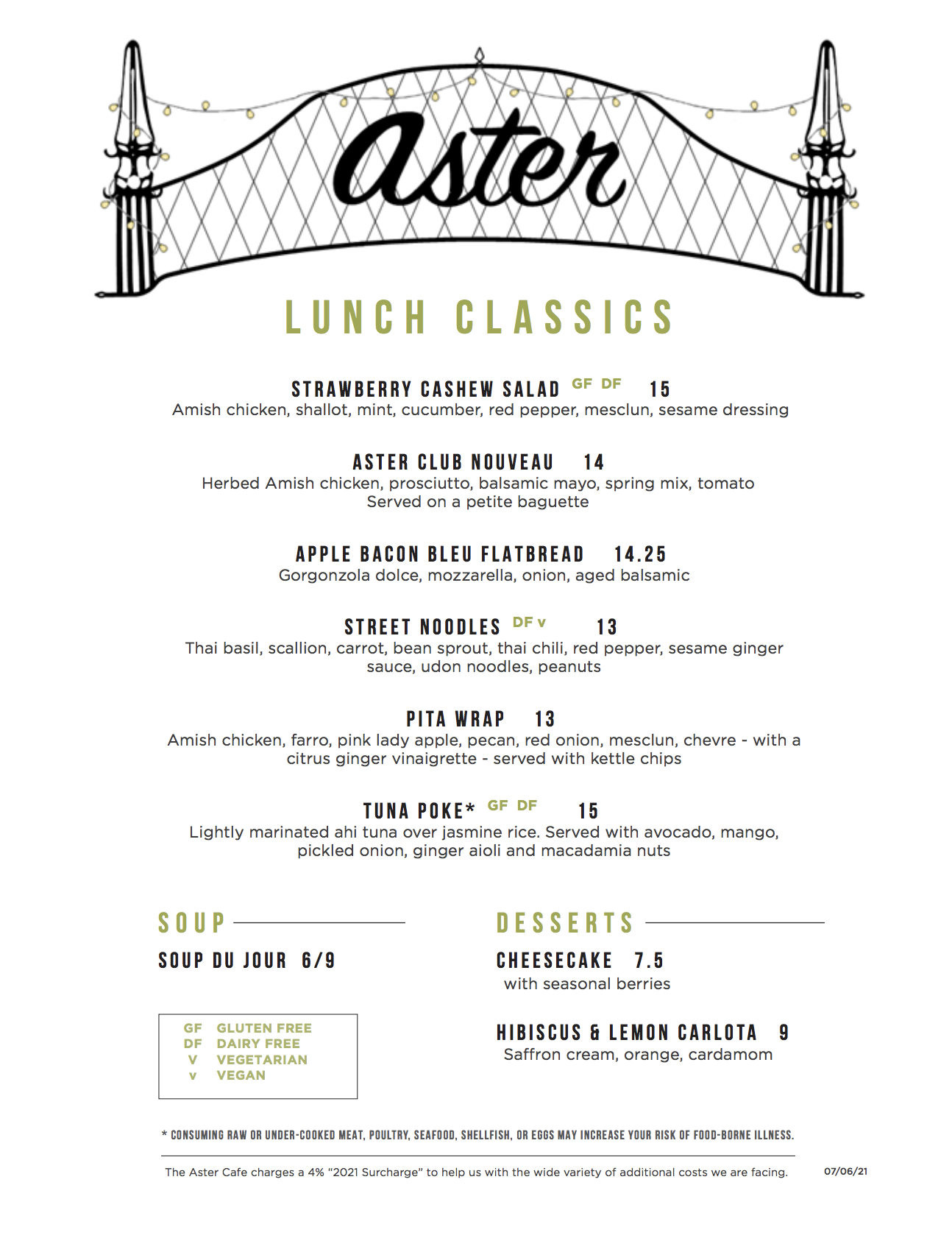Menu - Aster Cafe