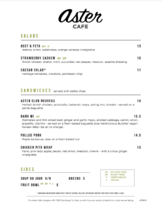 Menu - Aster Cafe
