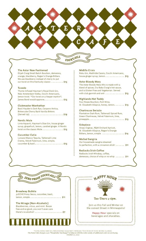 Menu - Aster Cafe