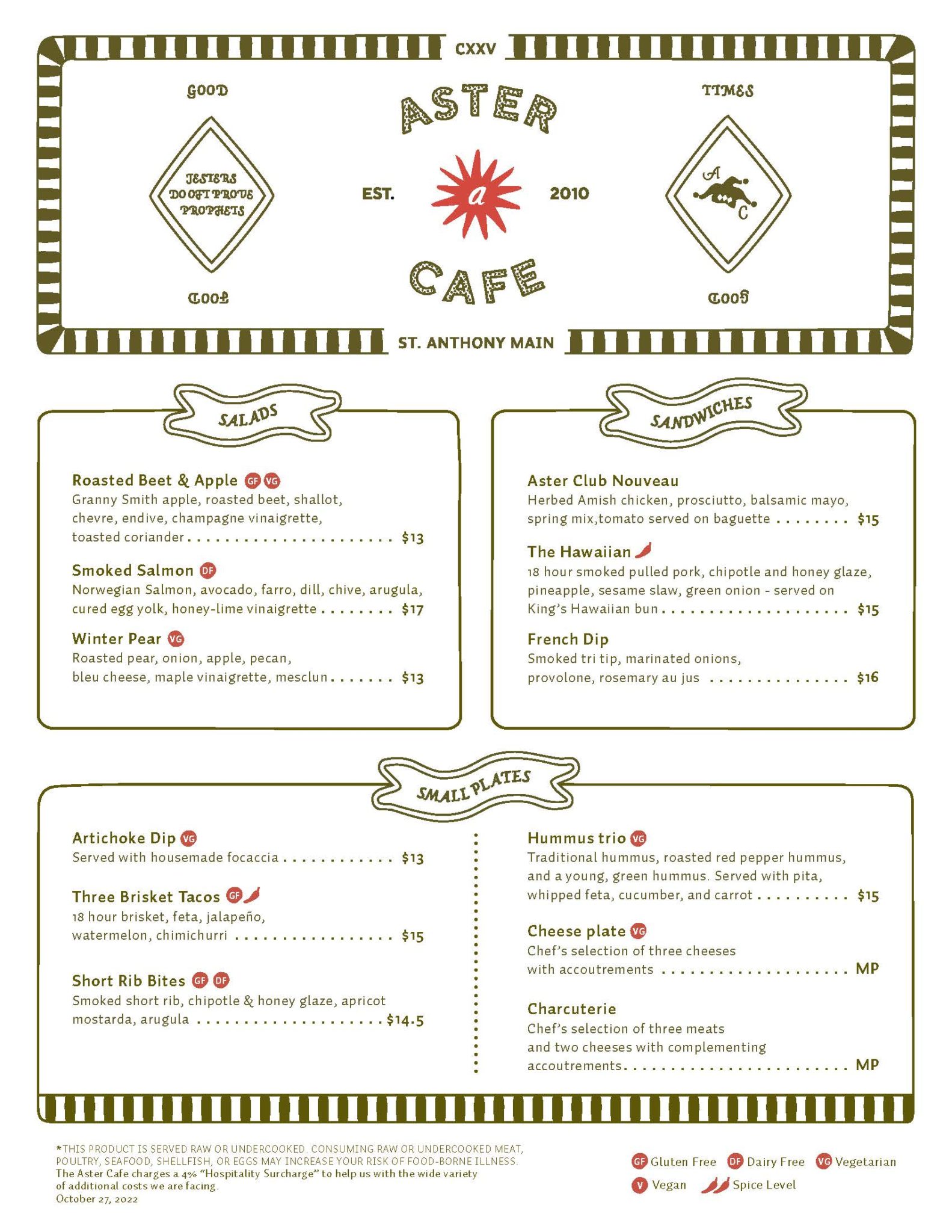 Menu - Aster Cafe