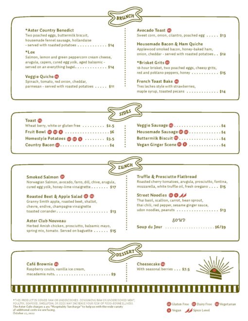 Menu - Aster Cafe