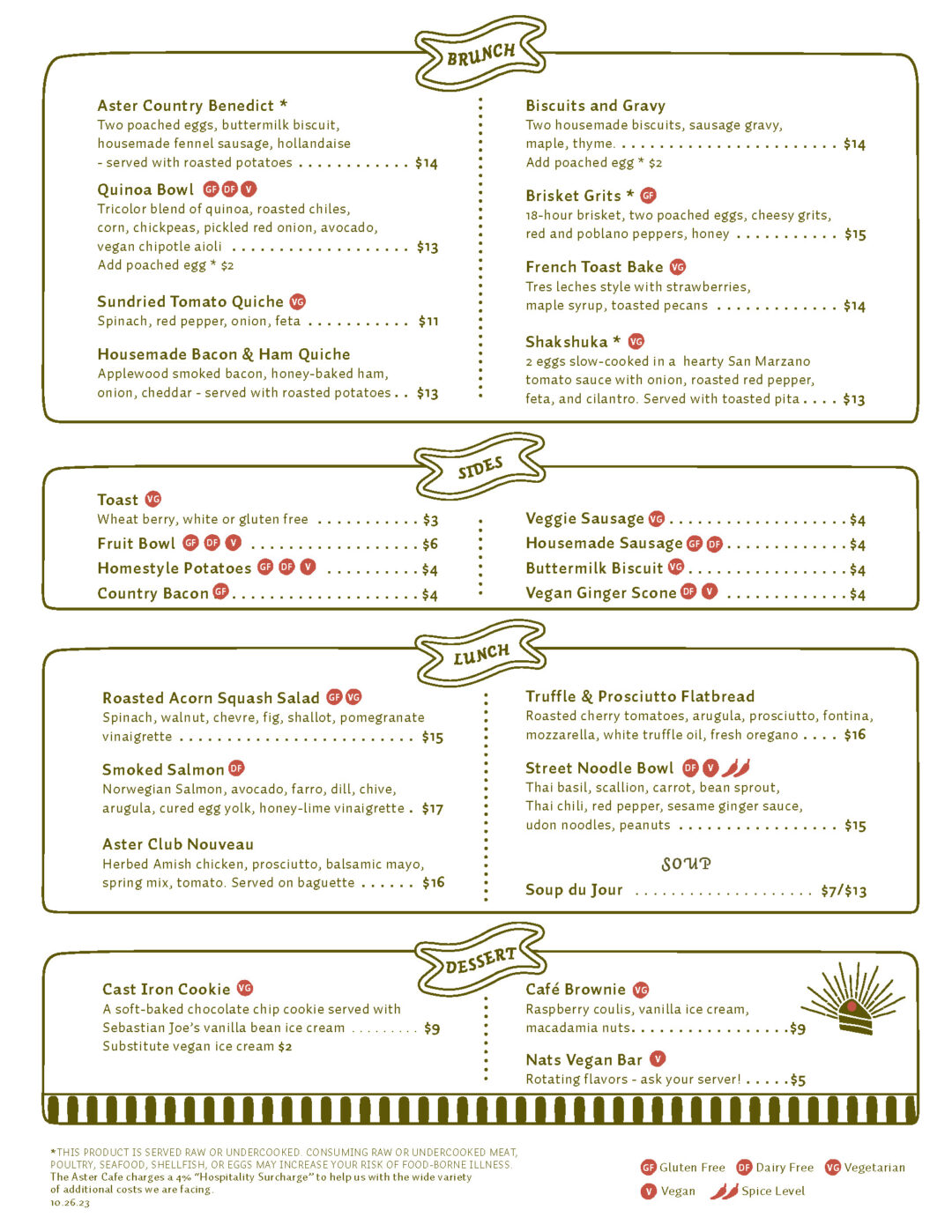 Menu - Aster Cafe