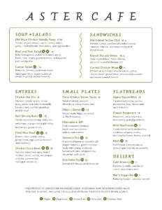 Menu - Aster Cafe